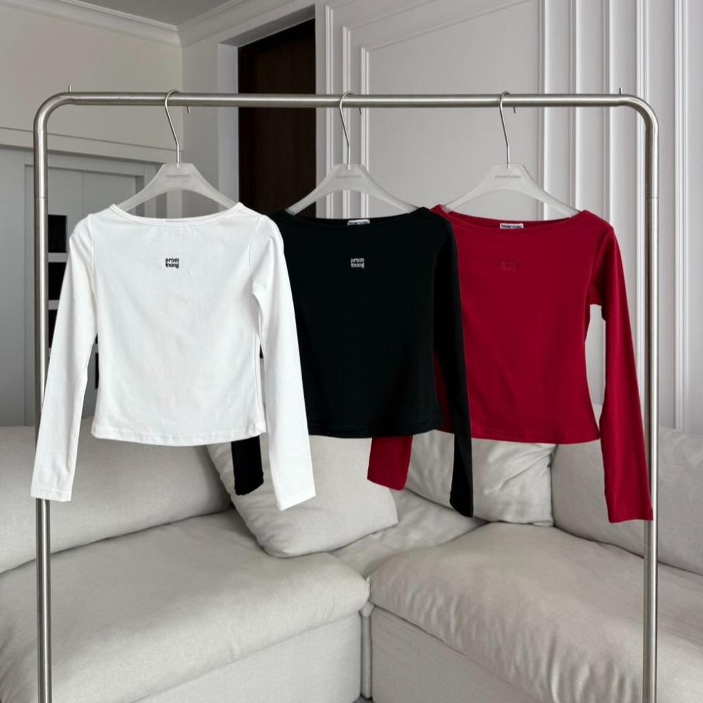 PTTOP001 เสื้อแขนยาว PROMTHONG คอปาดผ้านุ่มใส่สบาย | Shopee Thailand