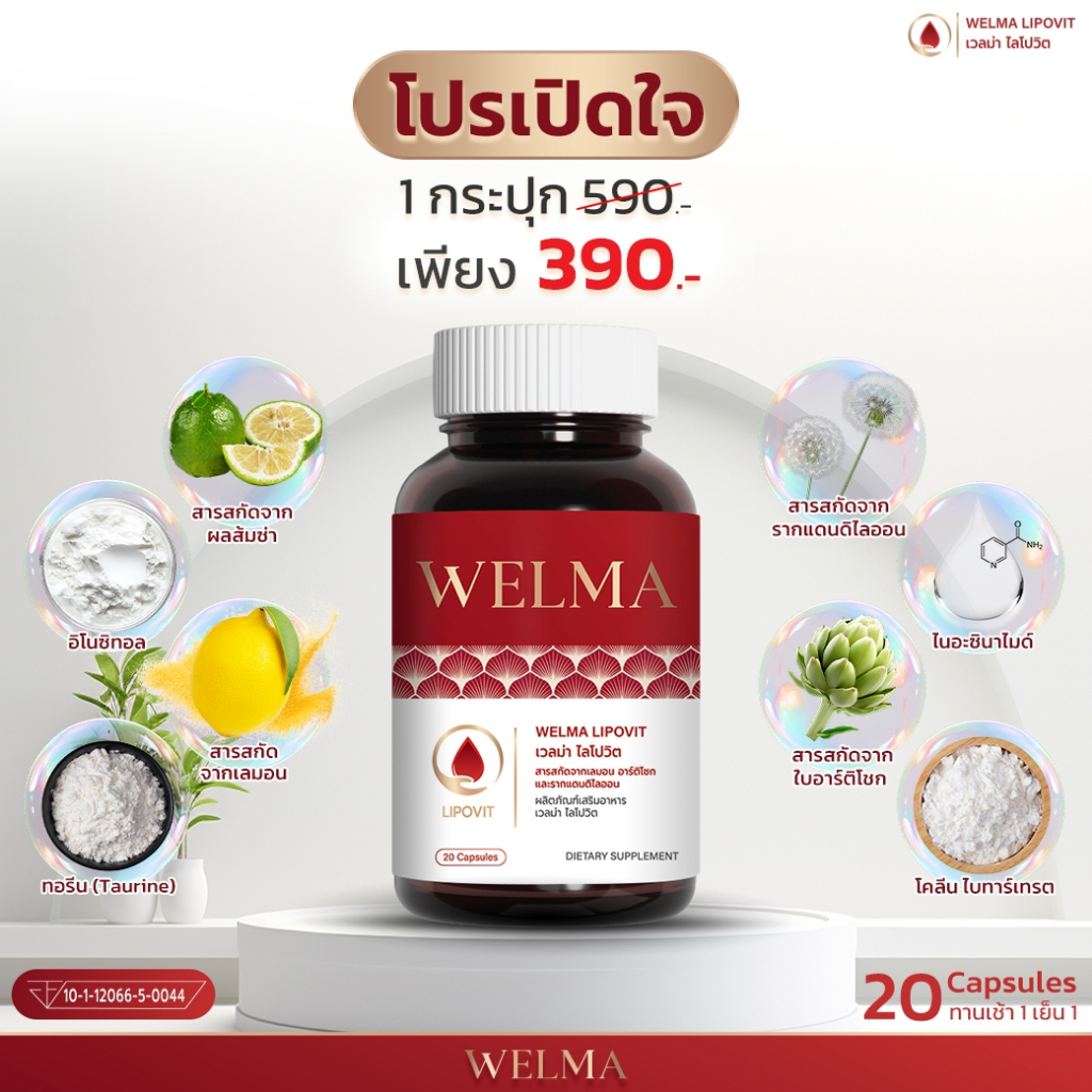 WELMA LIPOVIT | เวลม่า ลิโปวิท โปรเปิดใจ 1 กระปุก 390 บาท | Shopee Thailand
