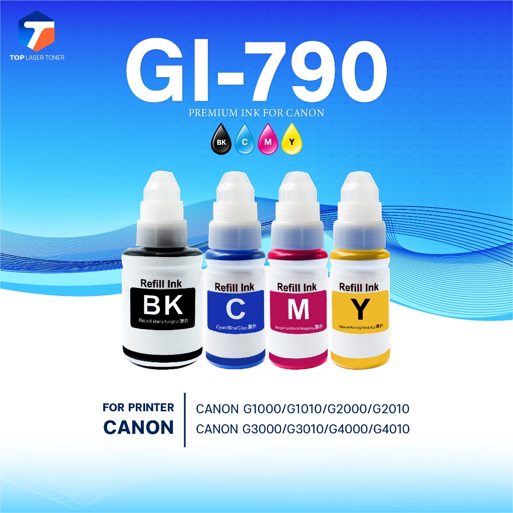 หมึกน้ำพิมพ์ INK /Canon Refill/GI-790/GI790/BK/C/M/Y ใช้กับเครื่องปริ้น ...