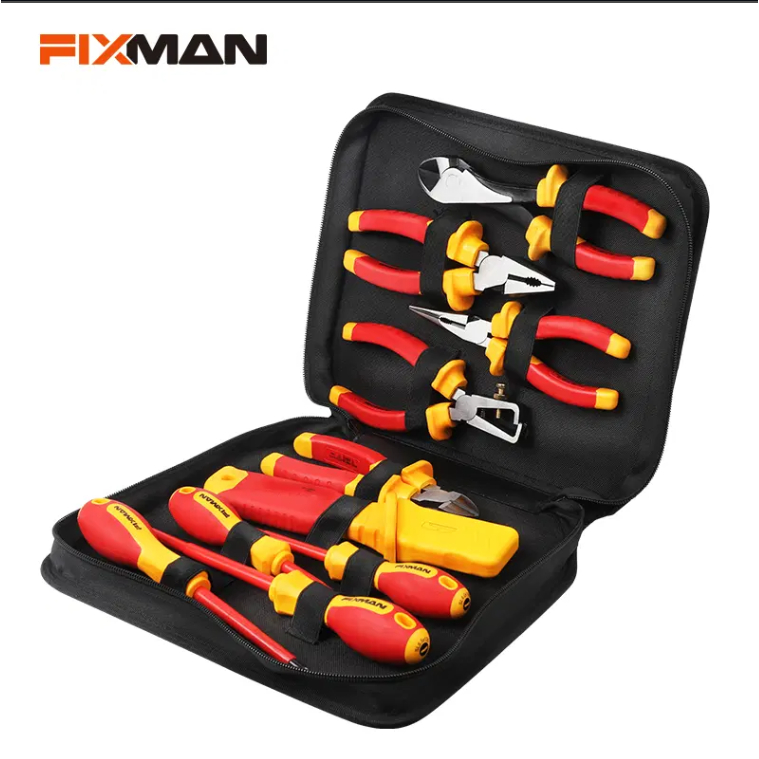 FIXMAN VDE CT10 ชุดซ่อมไฟ ไขควงกันกระแส คีมกันไฟ VDE แกนสลับ 10 ตัวชุด ไขควงกันไฟ 1000 โวล์ ...