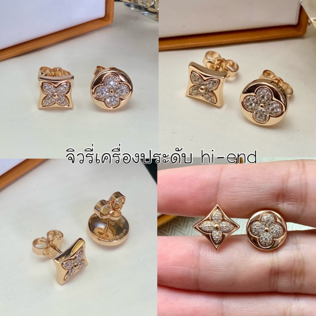 ต่างหู iioaวี Pe arl Blos som สีโsสโกลว์ฝังเพชร งานสวย น่ารักๆ ใส่ติดหู ...