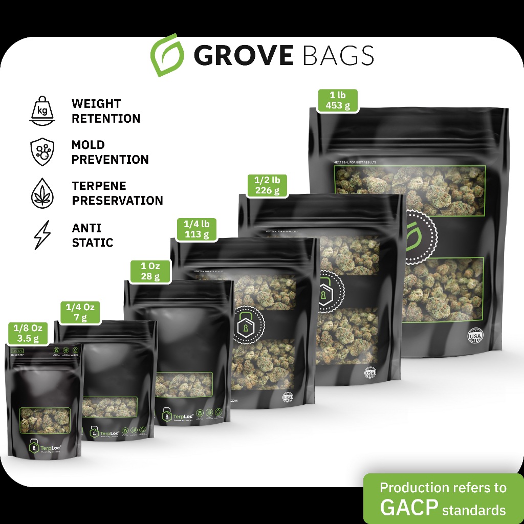 Grove Bags ถุงบ่ม Curing Bag พร้อม TerpLock รักษากลิ่น ป้องกันเชื้อรา ...