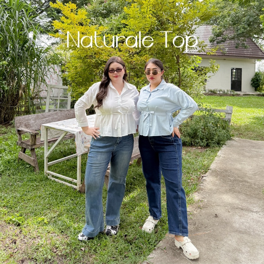 Lady M | Naturale Top plussize เสื้อเชิ้ตคอปกแขนยาว ดีเทลเชือกผูกเอว ...