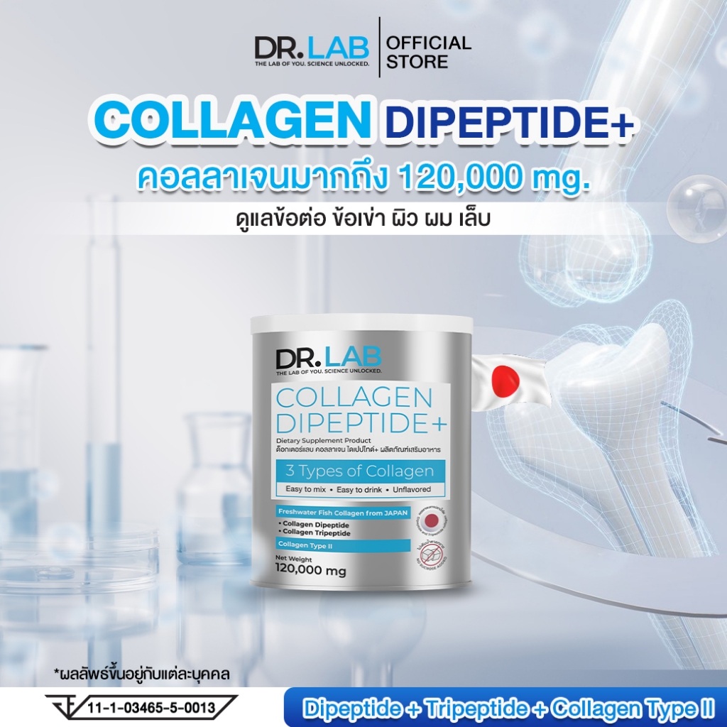คอลลาเจนดูดซึมไว DR.LAB Collagen Dipeptide+ (โปร 1 กระปุก) ลดปวดข้อ ผิว ...