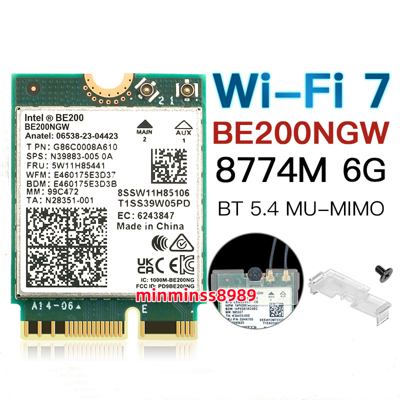 Intel Wi-Fi 7 BE200 2.4G/5G/6G-8774M windows 10 windows 11 NGFF/M2 802.11AX Bluetooth 5.4 MU ...