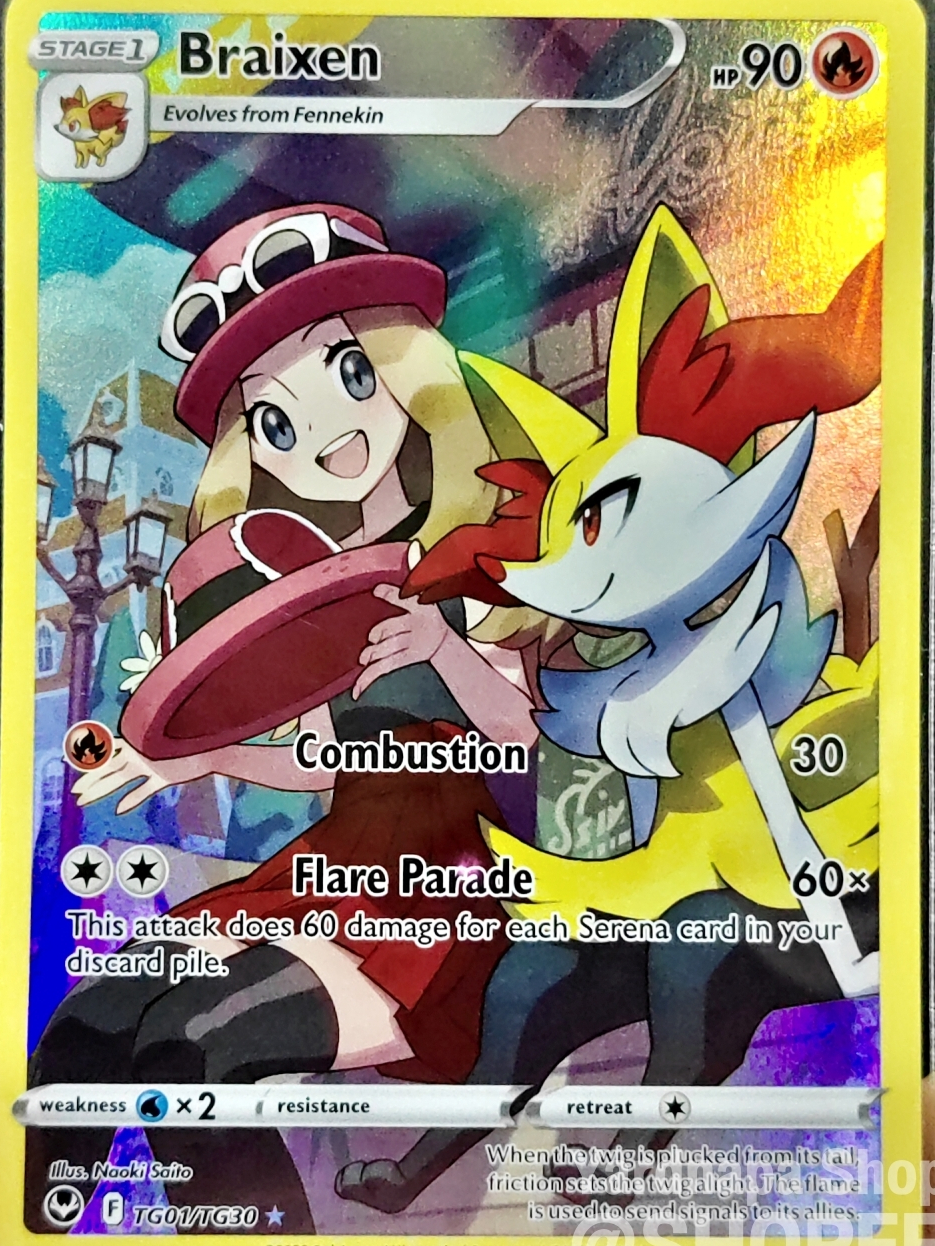 Braixen TG01/TG30 Secret Rare Silver Tempest Trainer Gallery Pokemon ...