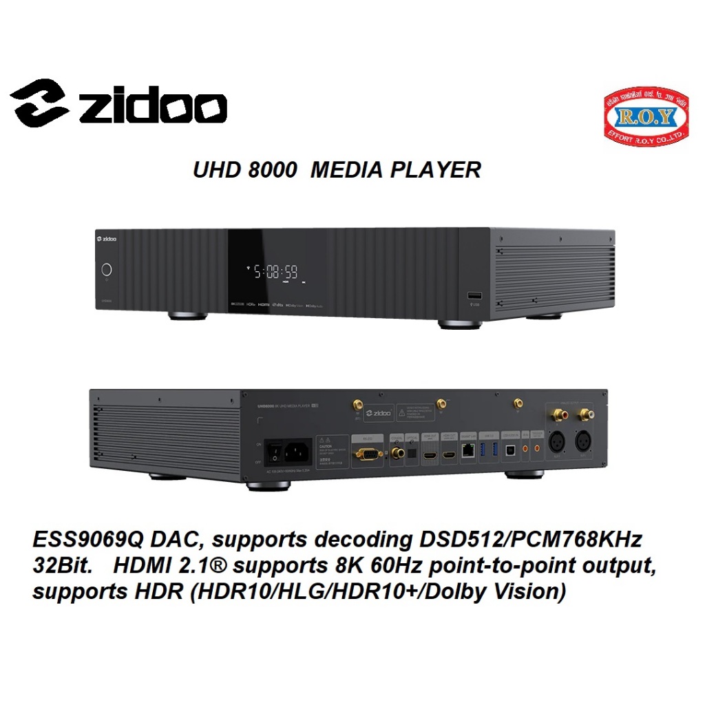ZIDOO UHD 8000 MEDIAP LAYER ESS9069Q DAC, supports decoding DSD512 ...
