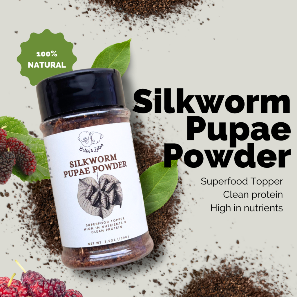ผงแมลง ผงโรยอาหารหมาแมว Bella's Bites Cricket and Silkworm Pupae Powder ...