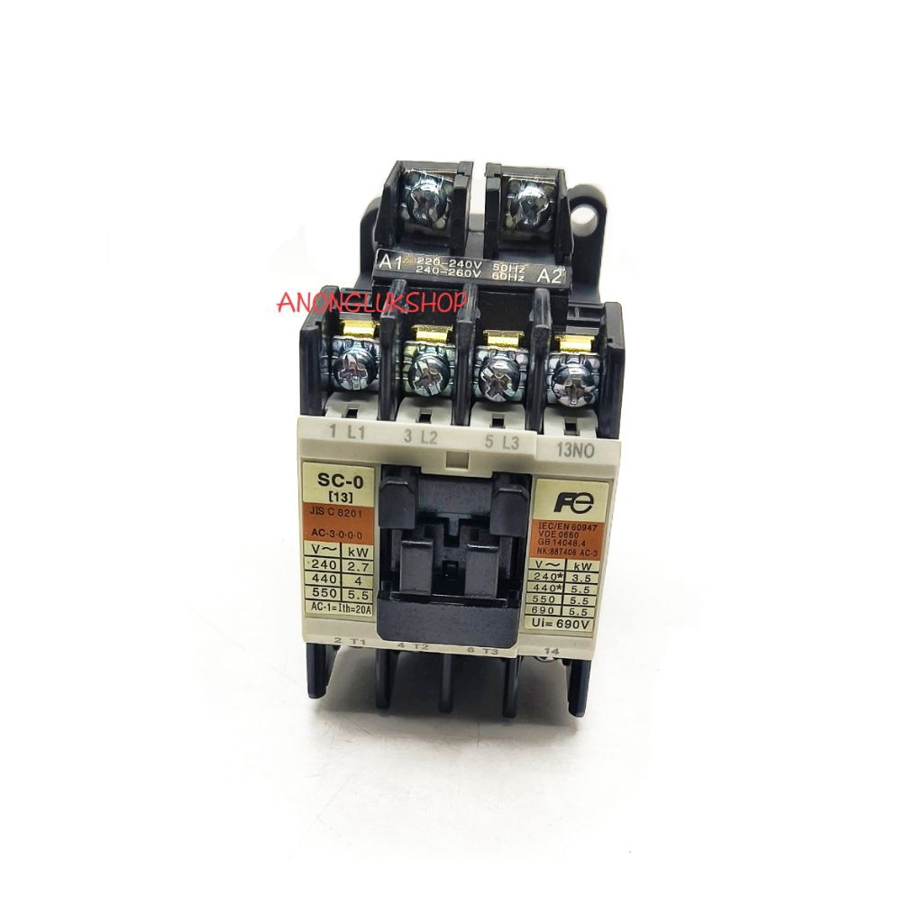 SC-0 220VAC Fuji Electric Magnetic Contactor AC220V ฟูจิ แมกเนติก คอนแทคเตอร์ AC 20A (1NO ...