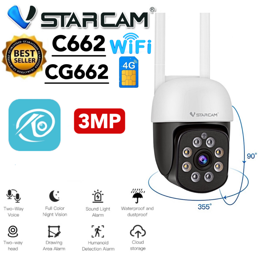 Vstarcam C662 WIFI/CG662 กล้องวงจรปิดไร้สาย Outdoor ความละเอียด 3MP ...