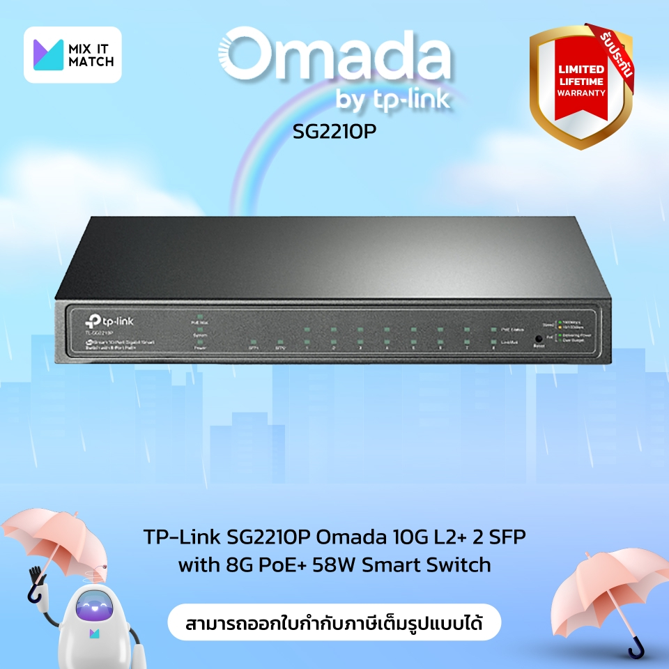 TP-Link SG2210P (SG2210P) Omada 10G L2+ 2 SFP with 8G PoE+ 58W Smart ...