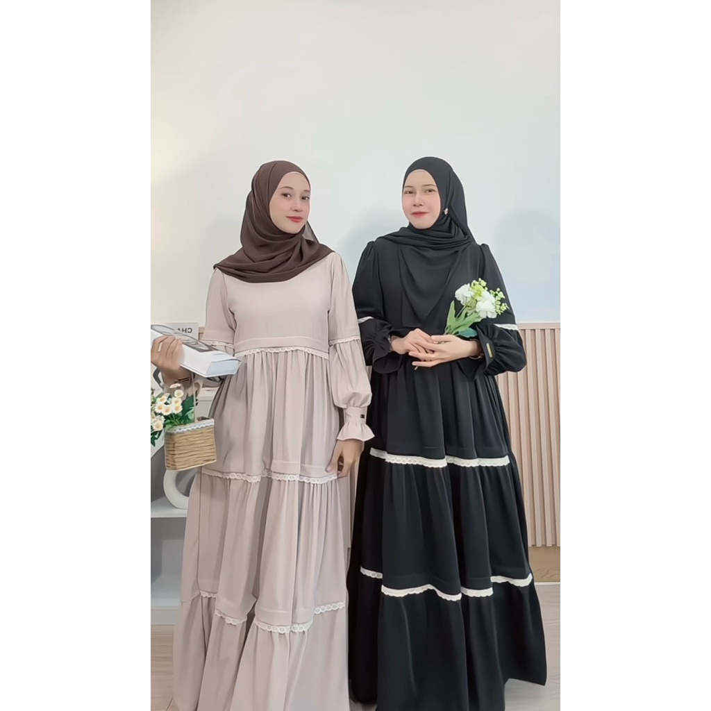 khamelia ชุดดรสงานแขนตุ๊กตา แต่งลูกไม้ ซิปหลังพร้อมป้ายแบรนด์ | Shopee ...
