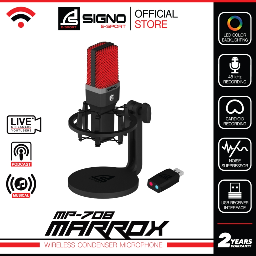 SIGNO E-Sport Professional 2.4G Wireless Condenser Microphone MARROX ...