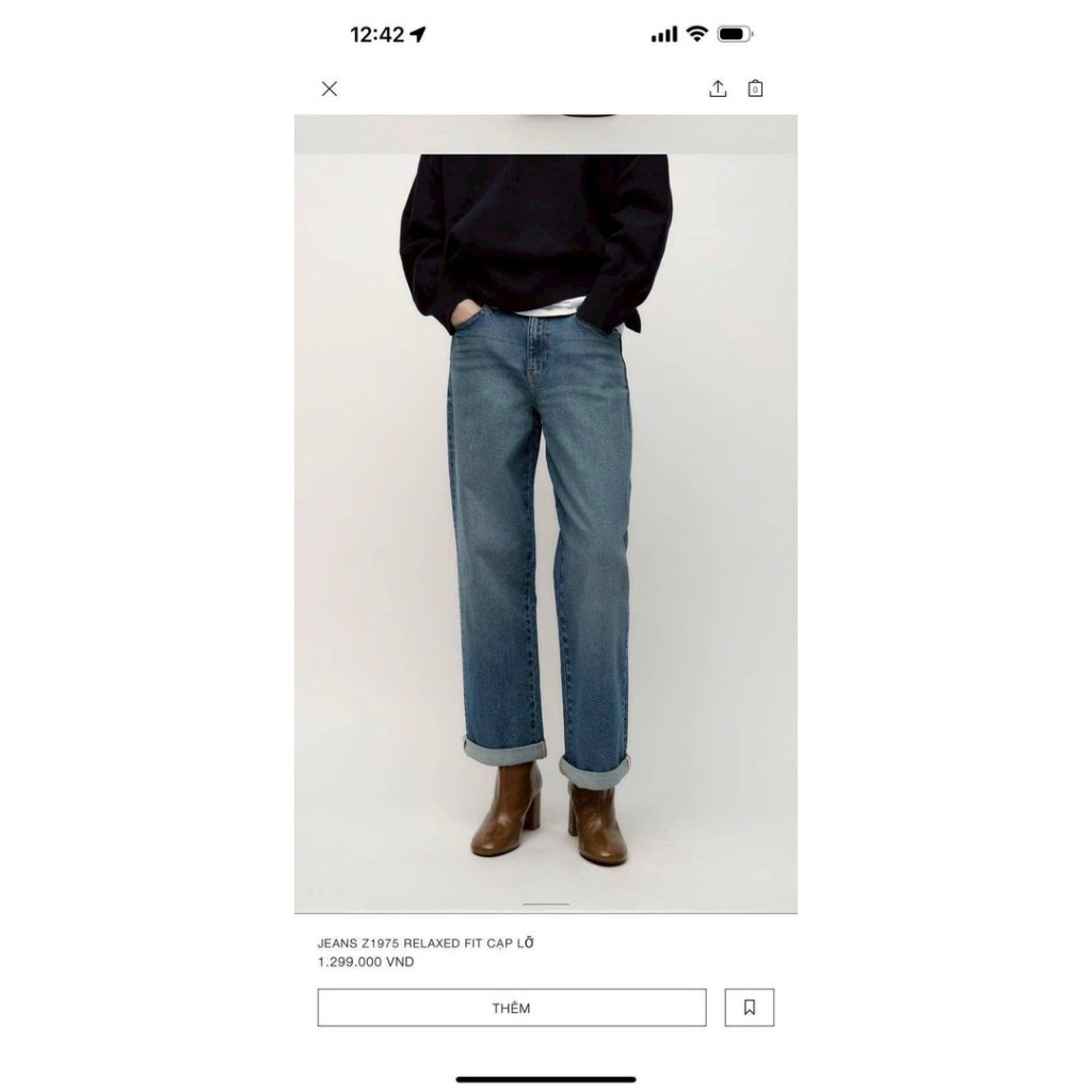 Zara Fold the leg ends jeans กางเกง | Shopee Thailand