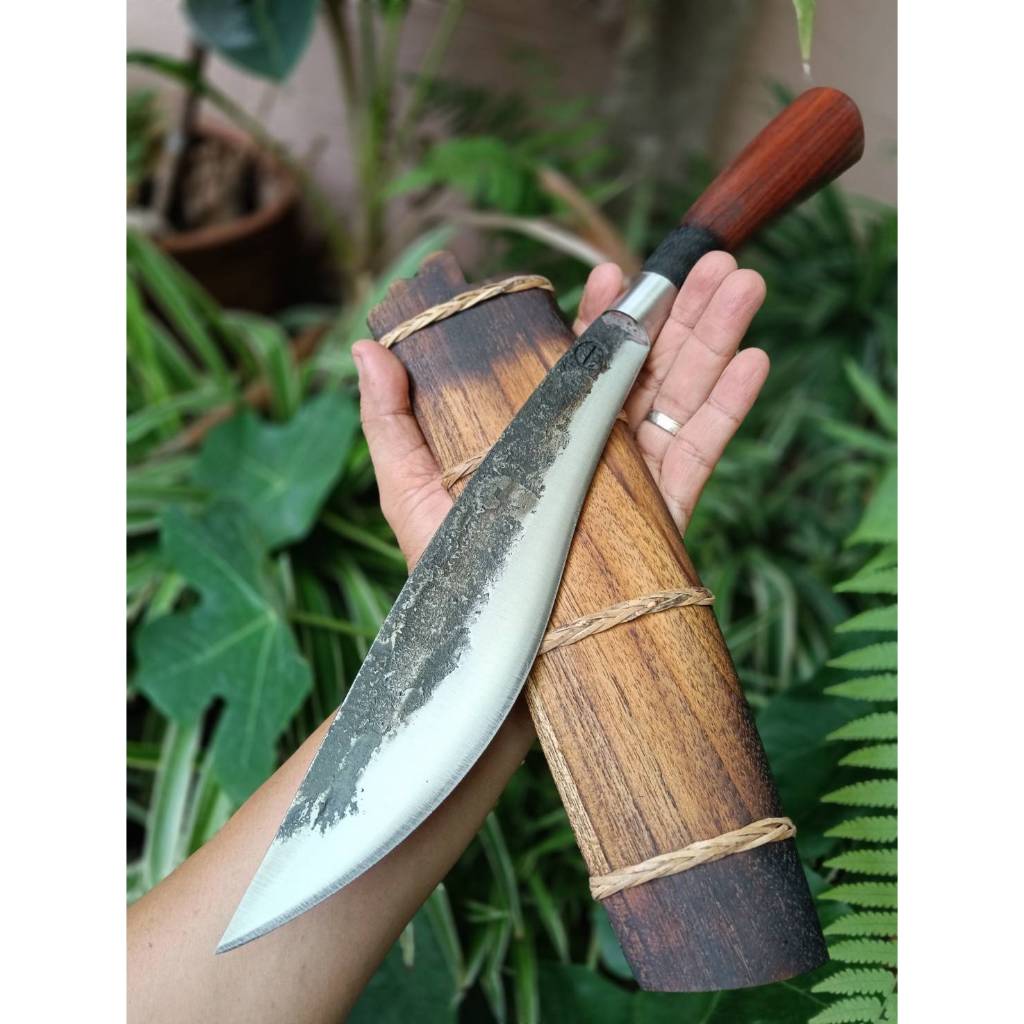 มีดเหน็บ อีเหน็บ E-Nep มีดแคมป์ มีดเดินป่า 9.2” SUP9 ตีร้อนชุบแข็ง ผิวไฟ ด้ามประดู่ ฝักสักรนไฟ ...