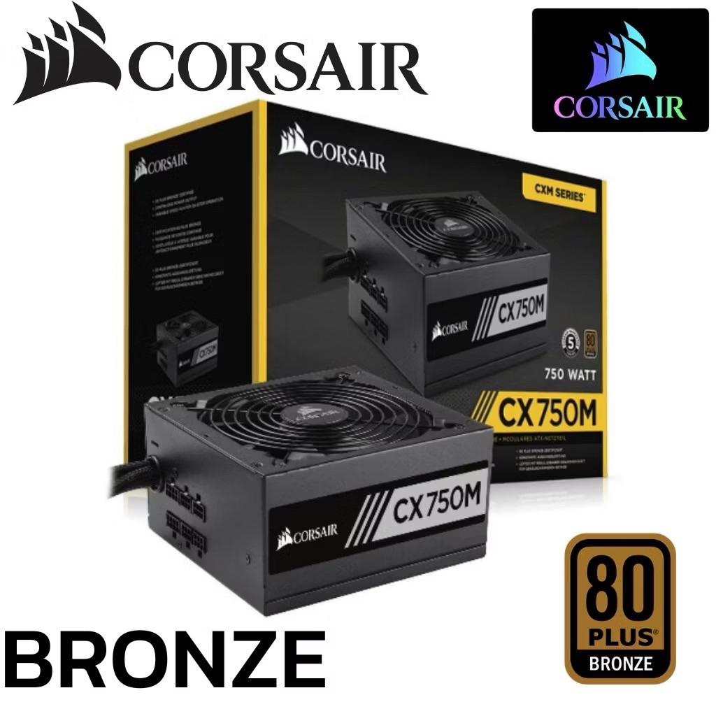 (พร้อมส่ง) POWER SUPPLY (อุปกรณ์จ่ายไฟ) CORSAIR CX750M - 750W 80 PLUS BRONZE มือสอง ประกันไทย ...
