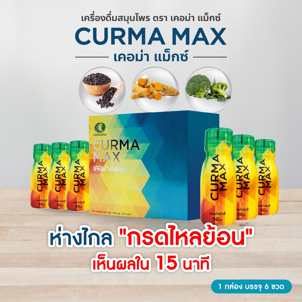 CURMA MAX เคอม่า แม็กซ์ - กรดไหลย้อน ท้องอืด สารสกัดจากขมิ้นชัน รูปแบบ ...