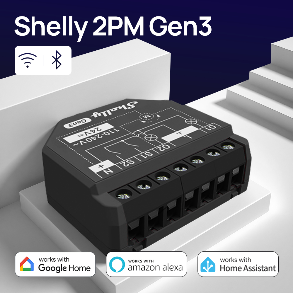 Shelly 2PM Gen3 Smart Switch 2 Channels Wi-Fi Operated Control 16 А ...