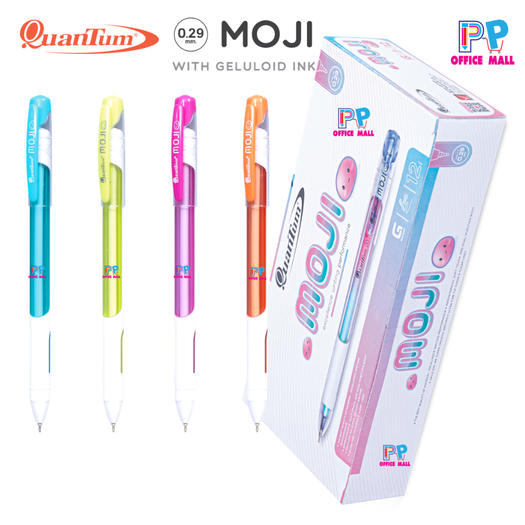🌸ปากกา Quantum Moji (ควอนตั้ม รุ่น โมจิ) หมึกน้ำเงิน ขนาด 0.29 มม. บรรจุ 12 ด้าม/กล่อง | Shopee ...