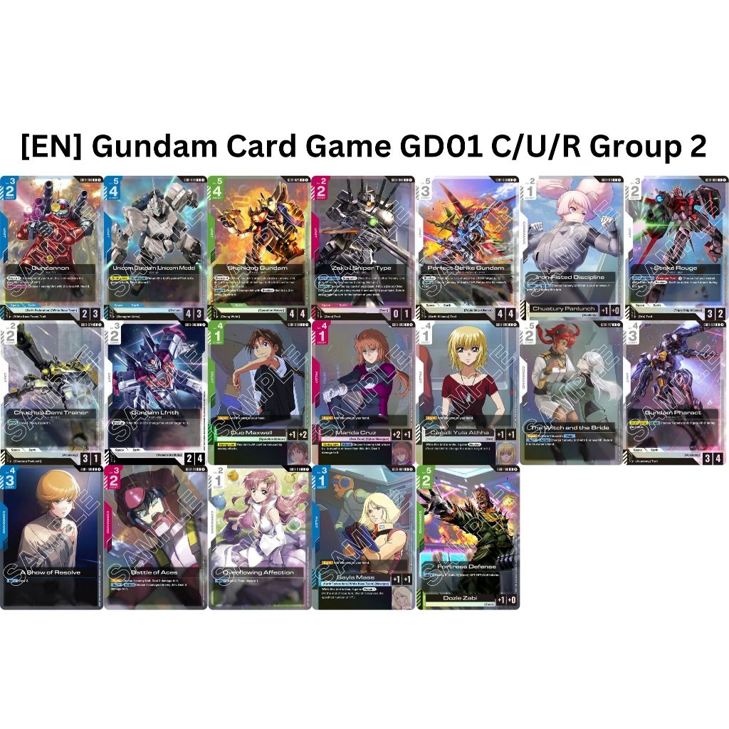 [Gundam Card Game EN] [English Ver.] Booster GD01 แยก Single ระดับ C/U/R Group 2 | Shopee Thailand
