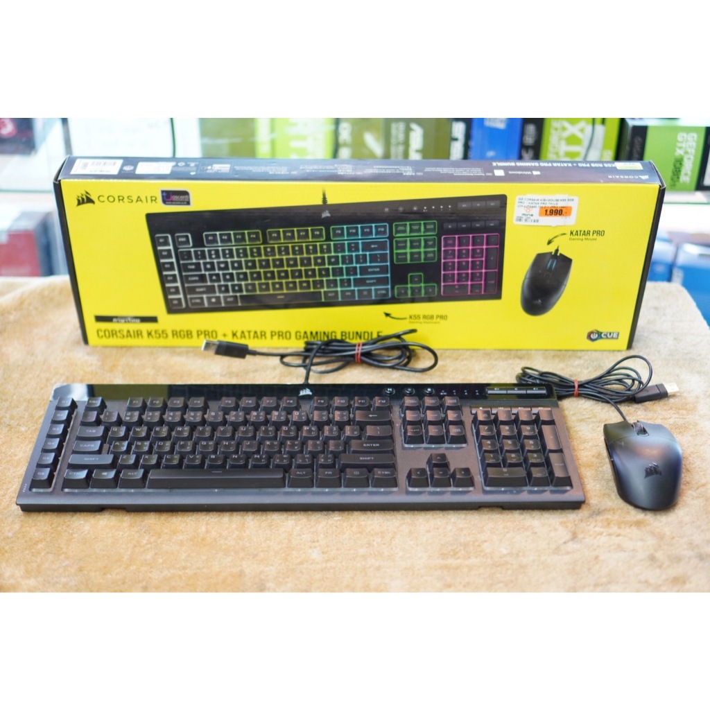 KEYBOARD & MOUSE (คีย์บอร์ดและเมาส์) CORSAIR K55 RGB PRO + KATAR PRO ...