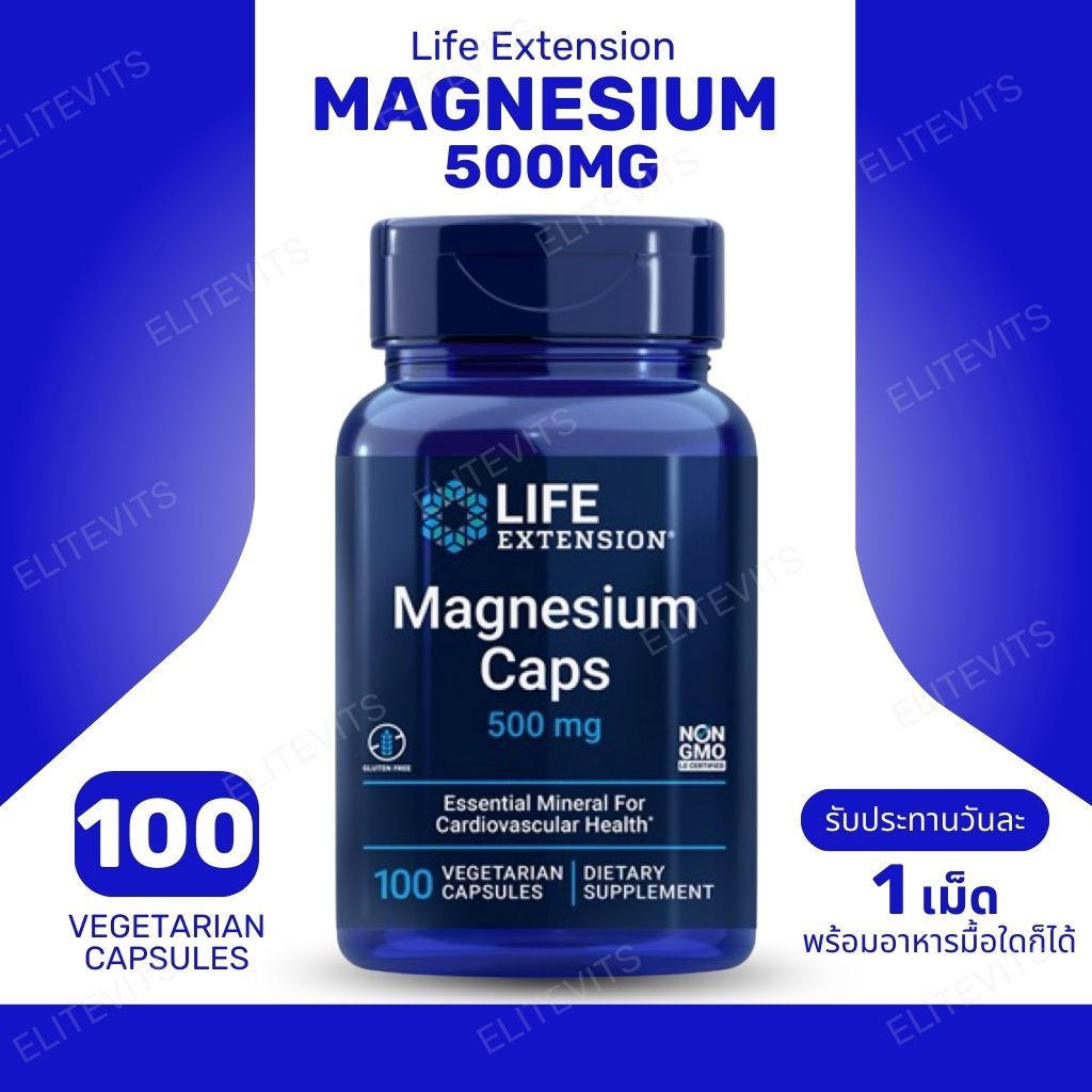 Life Extension Magnesium 500mg แมกนีเซียมแคปซูล (100 แคปซูล) (No.3876 ...