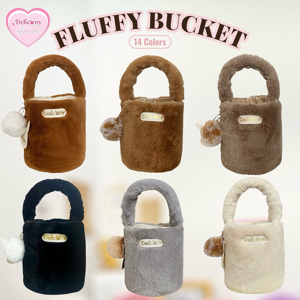 กระเป๋า Fluffy Bucket 14 สี ~ กระเป๋าทรงถัง กระเป๋าถือ กระเป๋าสะพาย สุด ...