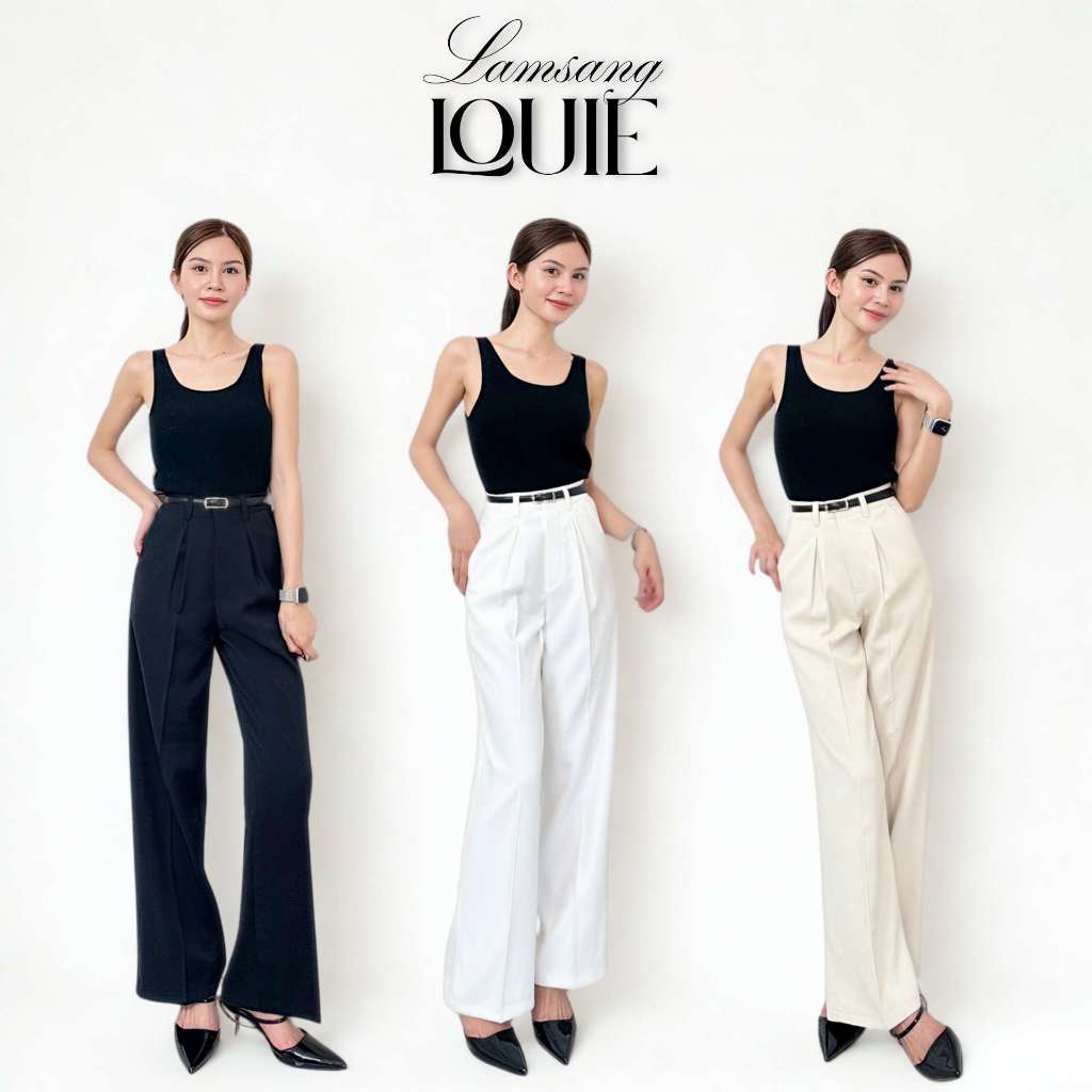 LAMSANG P15 Louie Pants กางเกงเอวสูง กระบอกใหญ่ สาวเอวเล็กสะโพกใหญ่ใส่ ...