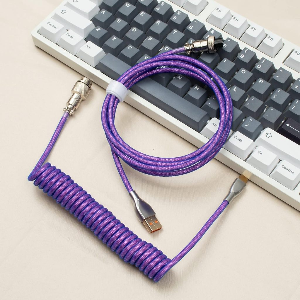 Custom Coiled Cable Type-C สายเคเบิลคีย์บอร์ด Aviator สายขดสายถักต่อแยก ...