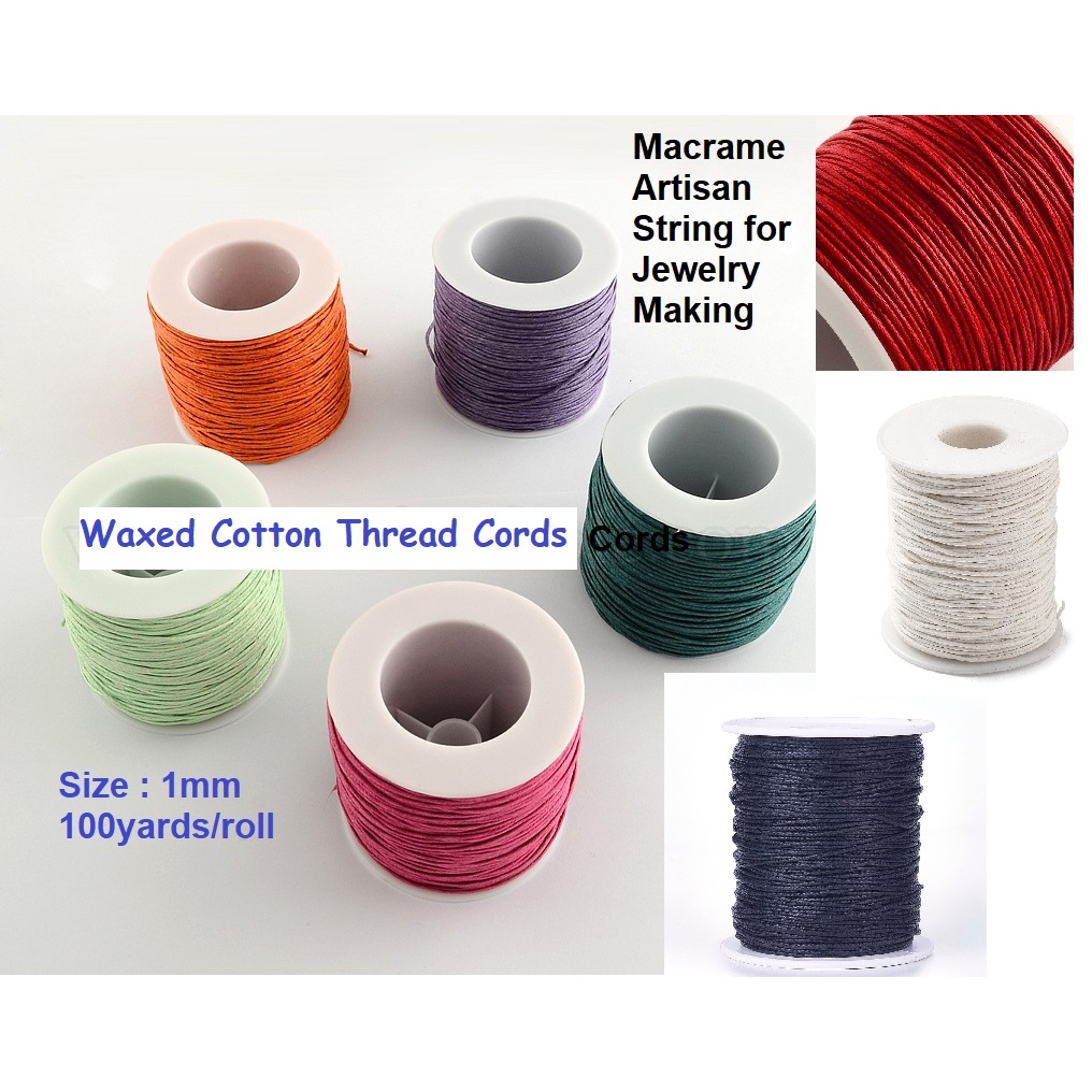 {New} เชือกคอตตอนแวกซ์ ขนาด 1 มิล ม้วนยาว 100 หลา Waxed Cotton Thread ...