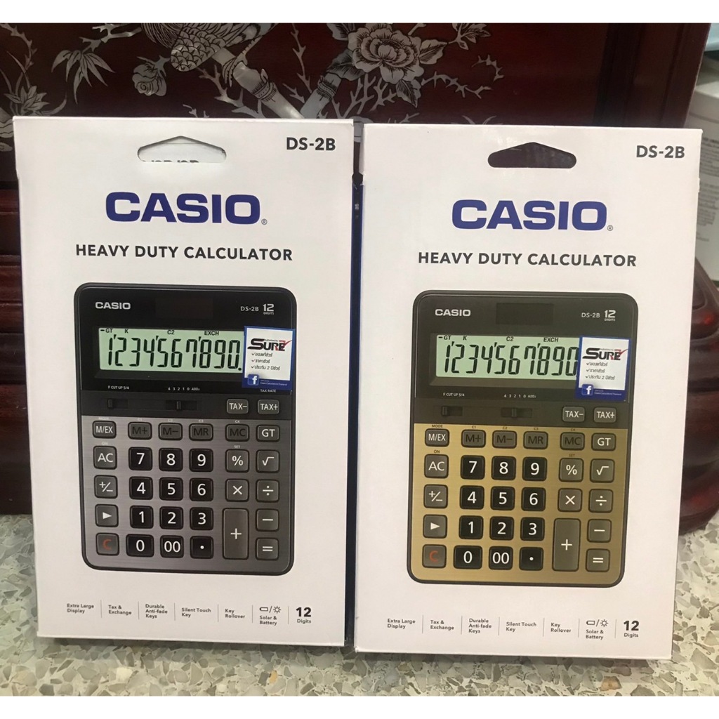 CASIO DS-2B (สีดำ) DS-2B-GD (สีทอง) เคื่องคิดเลขCASIOของแท้ 12หลัก รับ ...