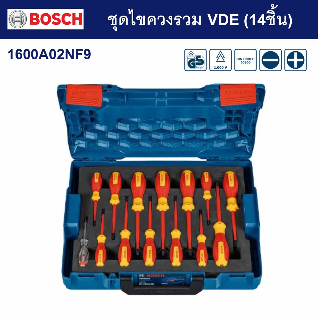 ชุดไขควงรวม VDE (14 ชิ้น)พร้อมกระเป๋า L-BOXX Bosch Professional 1600A02NF9 (ของแท้) | Shopee ...