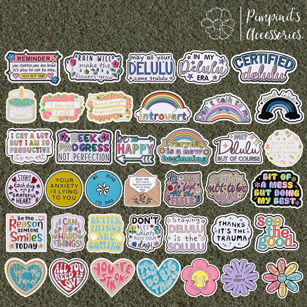 ร้านในไทยพร้อมส่ง : เข็มกลัดเซ็ทข้อความให้กำลังใจ | ENCOURAGE WORDS ...