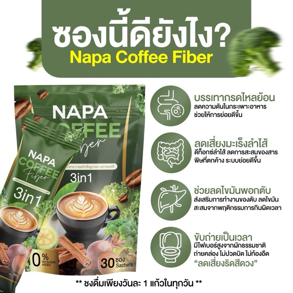 ทดลองทาน 1 ห่อ 30 ซอง NAPA COFFEE FIBER นภา คอฟฟี่ ไฟเบอร์ กาแฟผัก สูตร ...