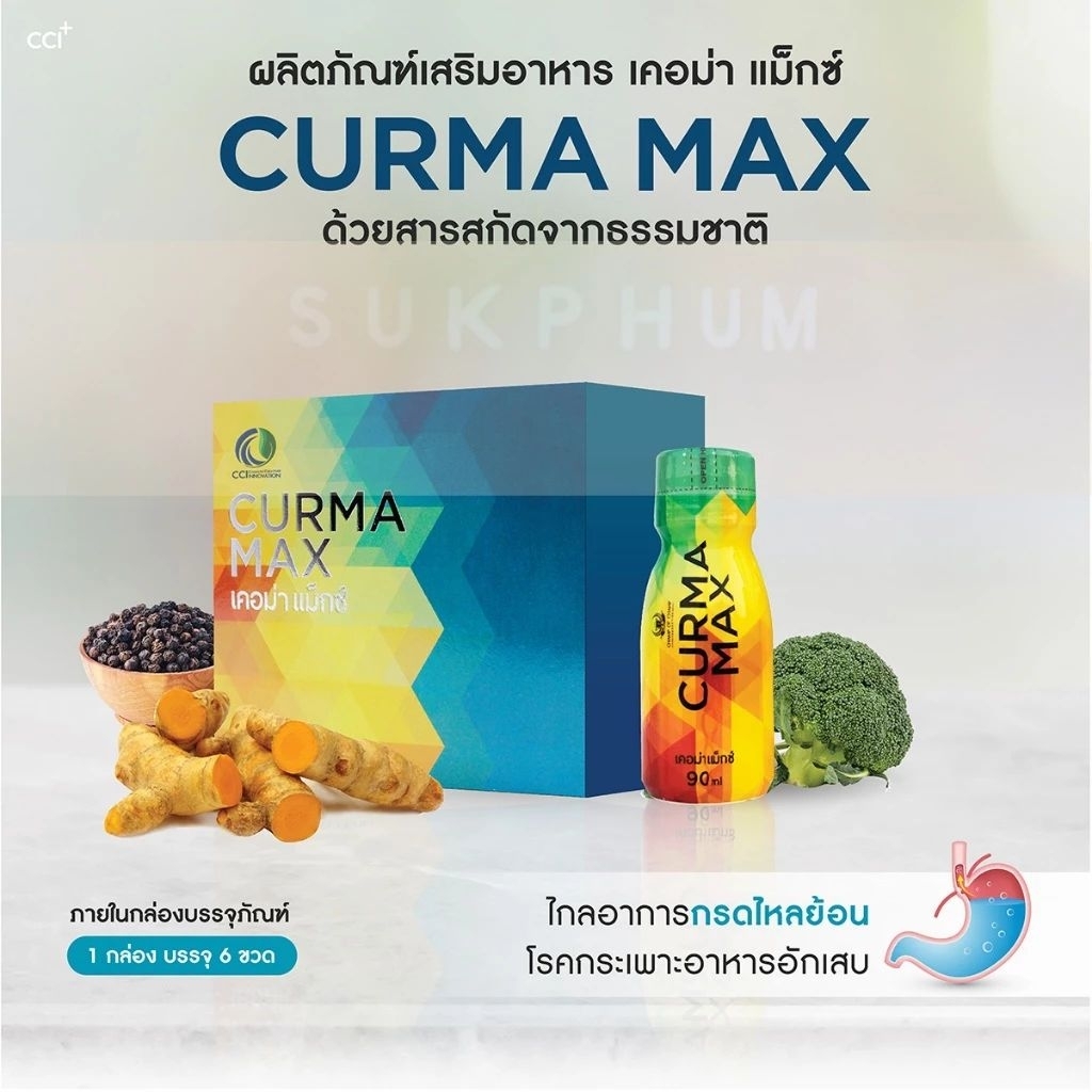 CURMA MAX เคอม่า แม็กซ์ - กรดไหลย้อน ท้องอืด สารสกัดจากขมิ้นชัน รูปแบบ ...