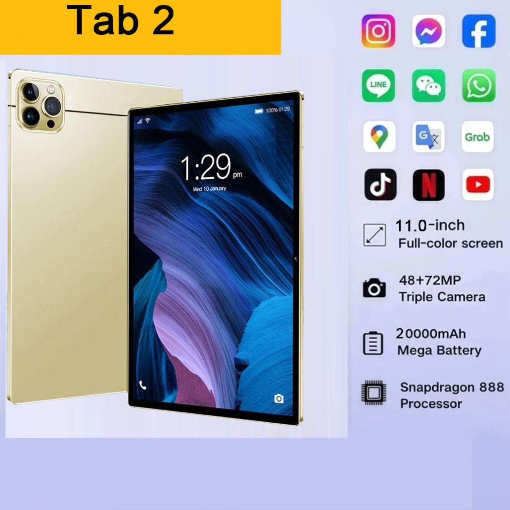tab 2 หน้าจอใหญ่ 11.0 นิ้ว 16+512GB แบตเตอรี่ใหญ่ 18000mAh ระบบ Android ...
