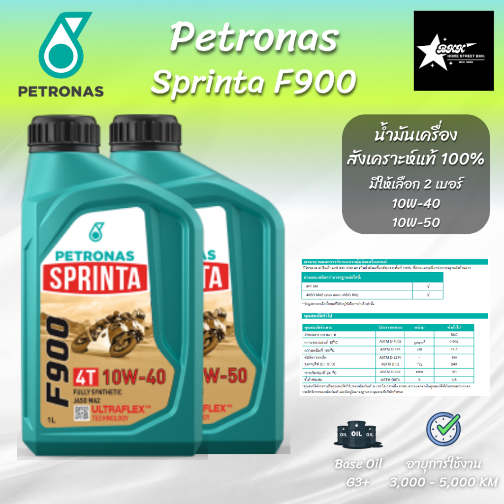 PETRONAS Sprinta F900 น้ำมันเครื่องสังเคราะห์แท้ 10W40,10W50 ขนาด 1 ...