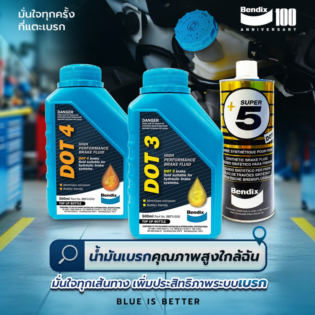 [ส่งด่วน1ชม.] น้ำมันเบรกสังเคราะห์ Bendix DOT3 DOT4 DOT5.1 ขนาด 0.5/ 1 ...