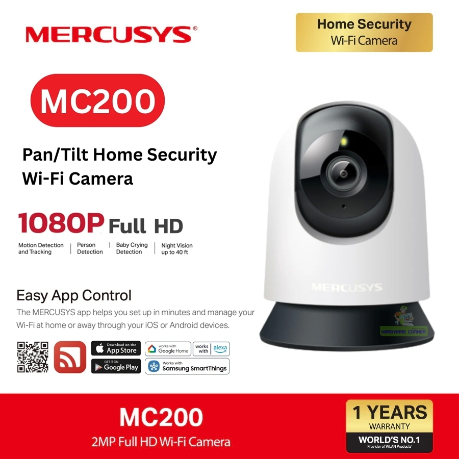 MERCUSYS (MC200) 2MP FHD Pan/Tilt Home Security Wi-Fi Camera | Shopee ...