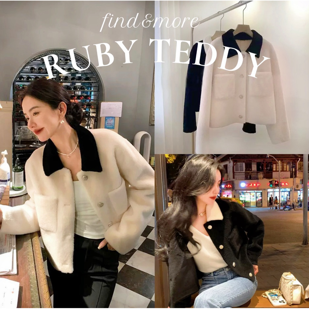 fnm studio- RUBY TEDDY JACKET แจ็คเก็ตบุหนังกลับขนนุ่ม⭐️ | Shopee Thailand