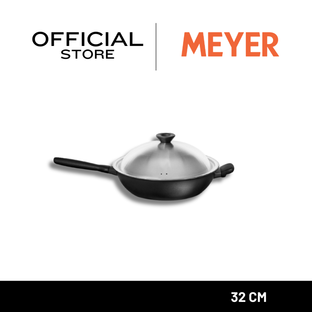 MEYER MIDNIGHT กระทะทรงจีน hard-anodize ขนาด 32 ซม. พร้อมฝา Wok/Stirfry ...