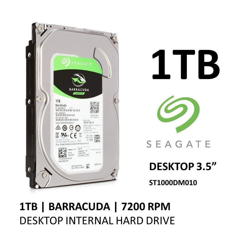 ฮาร์ดดิสก์ Harddisk Seagate 3.5 1 TB BARRACUDA 7200 RPM (ST1000DM010) สภาพดี (สินค้าใหม่ค้าง ...