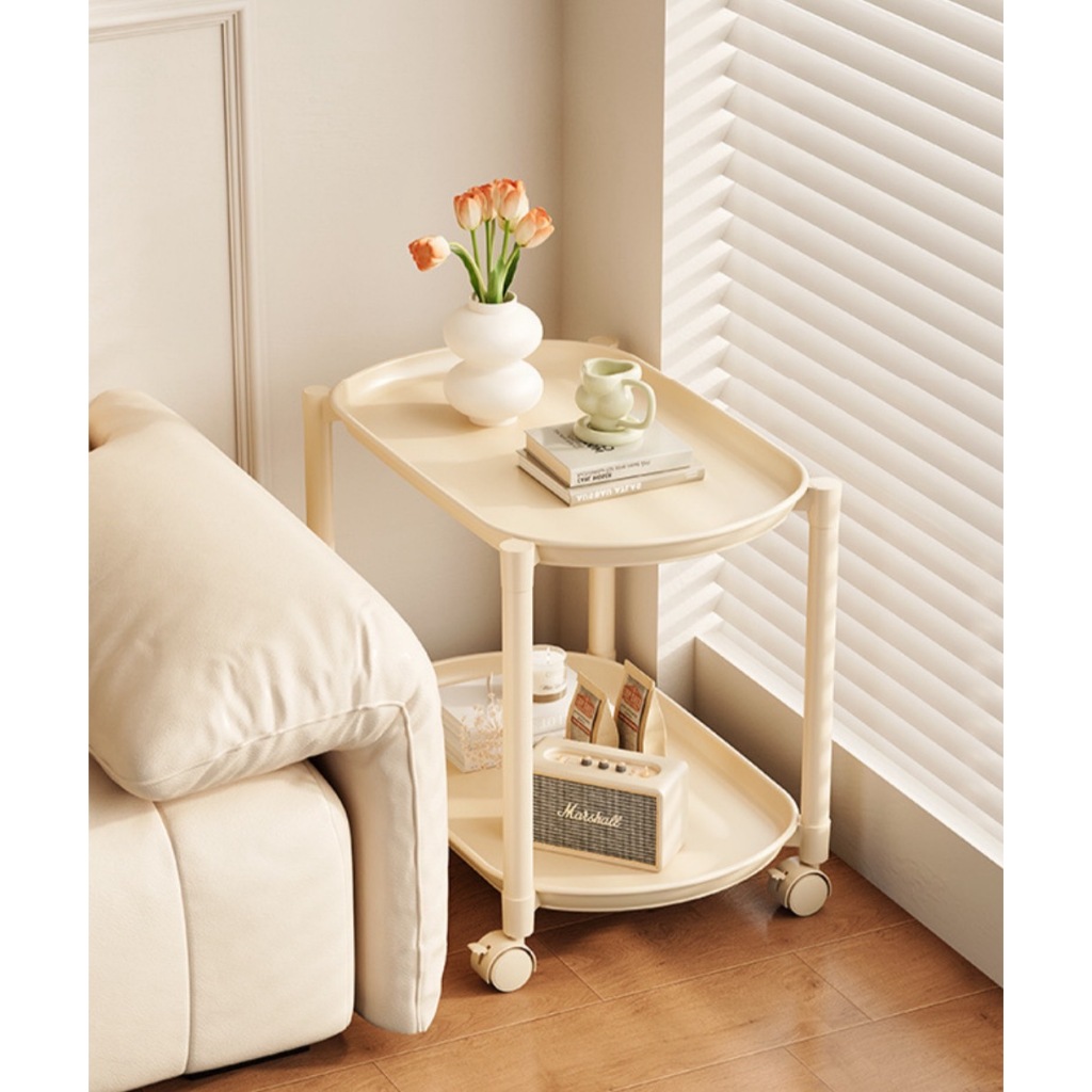 DT48-125 โต๊ะสีครีมอเนกประสงค์2ชั้นพร้อมล้อเลื่อน | Shopee Thailand