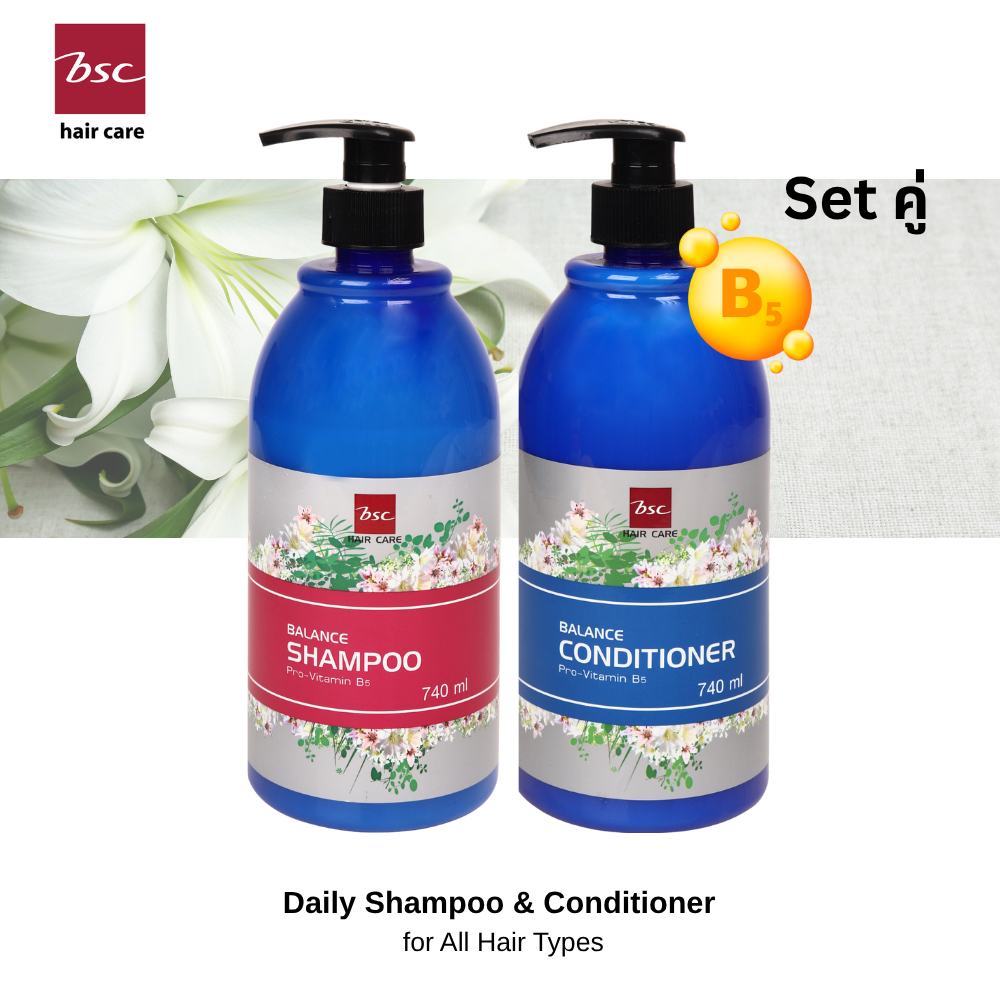 Bsc hair care ชุดเซ็ทบาลานซ์เเชมพู 740 ml เเละบาลานซ์ครีมนวด 740 ml ...