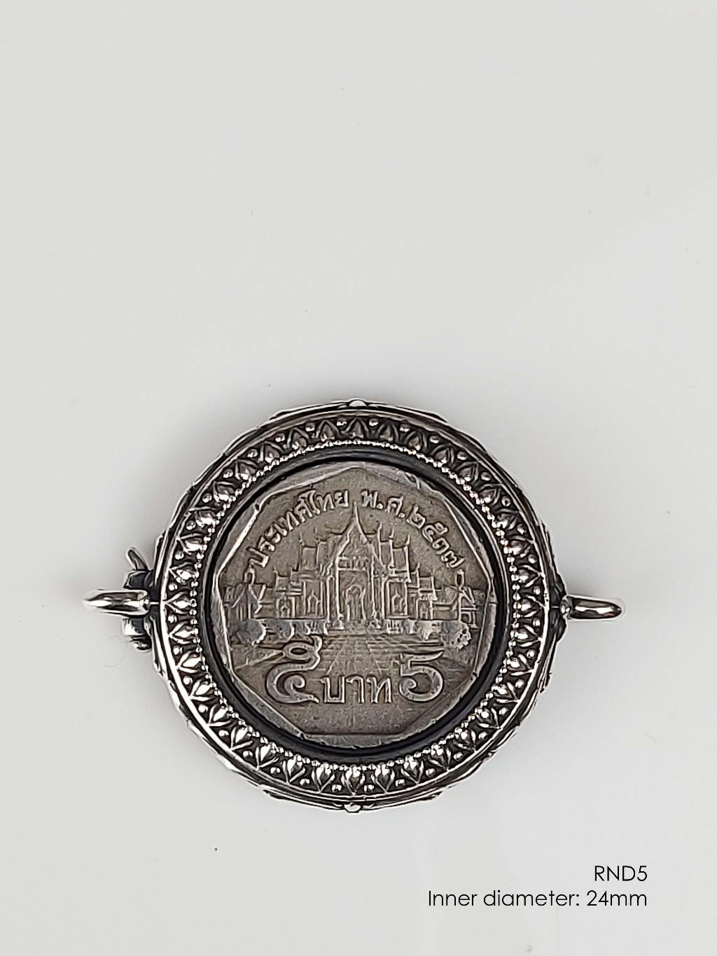 RND5Silver925 amulet casing กรอบพระเงินแท้925 ทรงกลม ขนาดภายใน ประมาณ ...