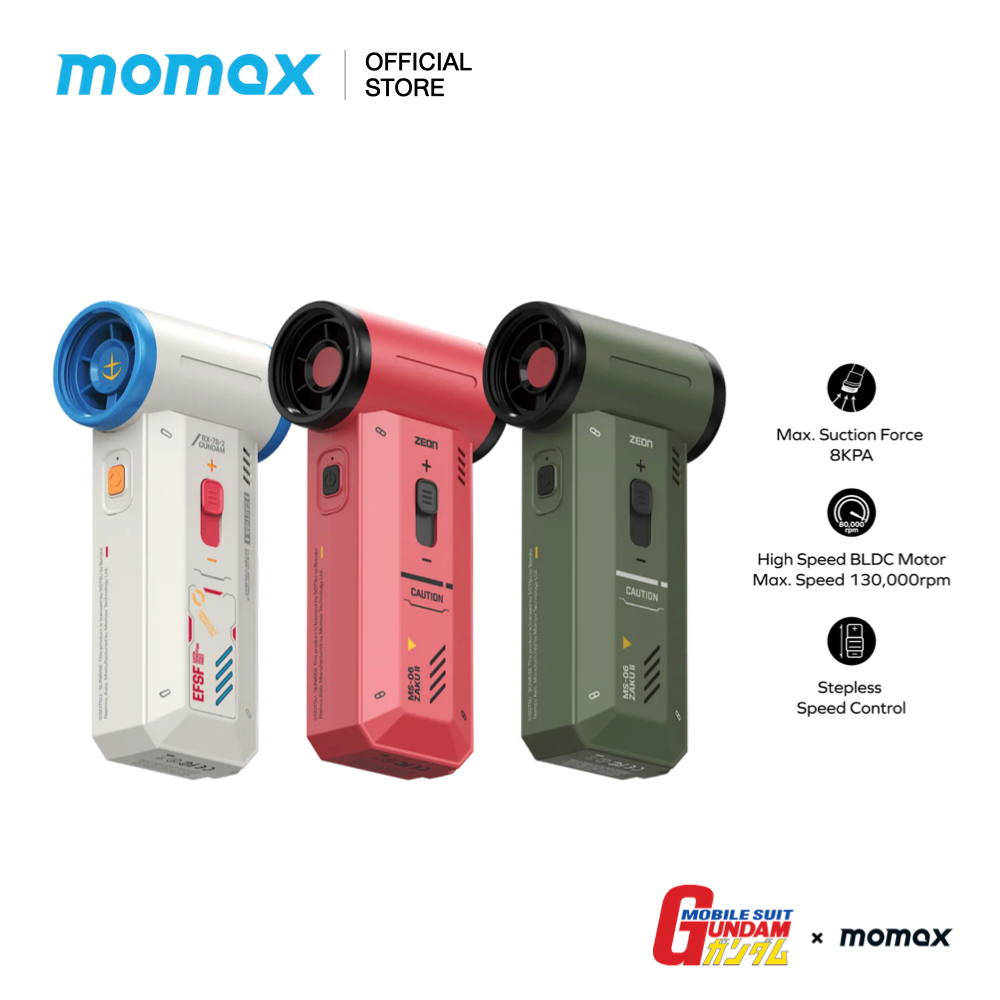 MOMAX x GUNDAM พัดลมพกพา 1 Airo Multi-Use Turbo High-speed Fan and ...