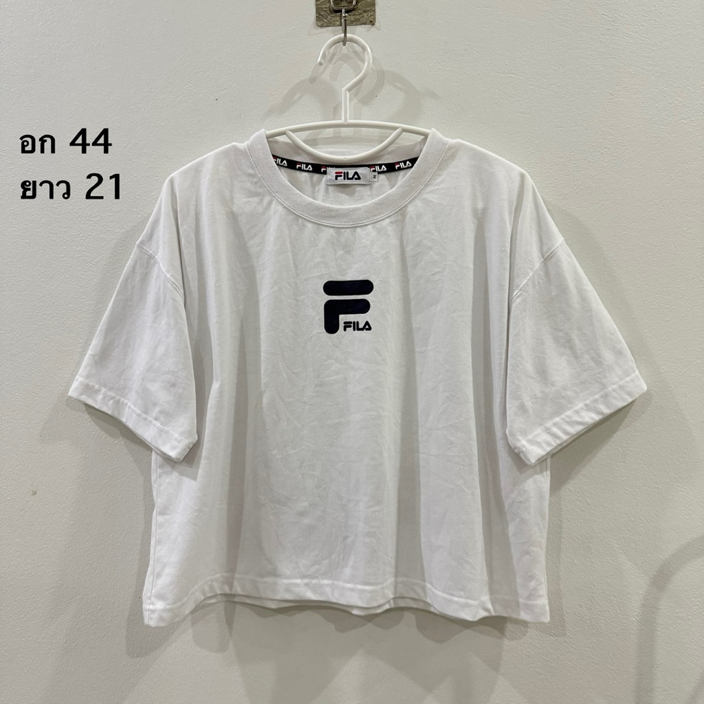 เสื้อยืดโอเวอร์ไซส์ขาวสกรีนโลโก้ FILA | Shopee Thailand