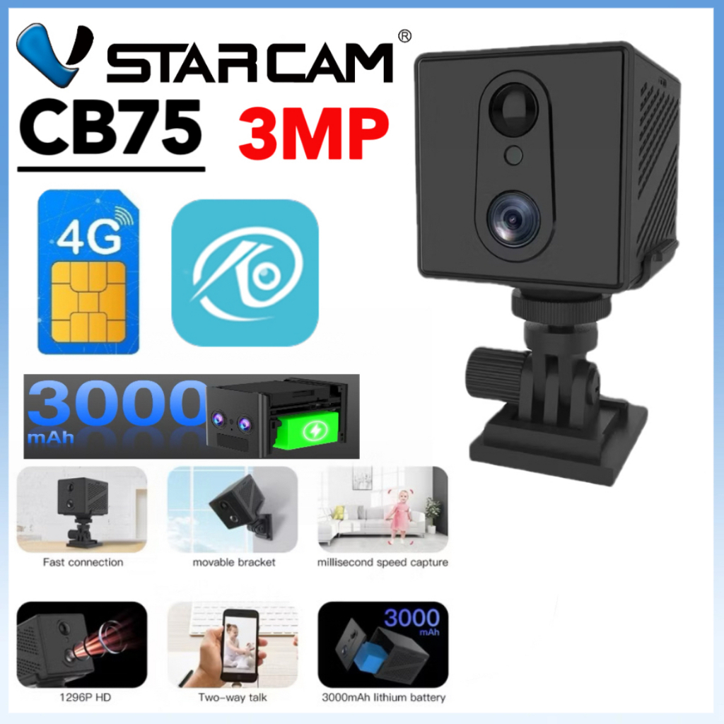 VSTARCAM CB75 4G LTE SIM SUPER HD 1296p 3MP iP Camera กล้องวงจรปิดใส่ ...