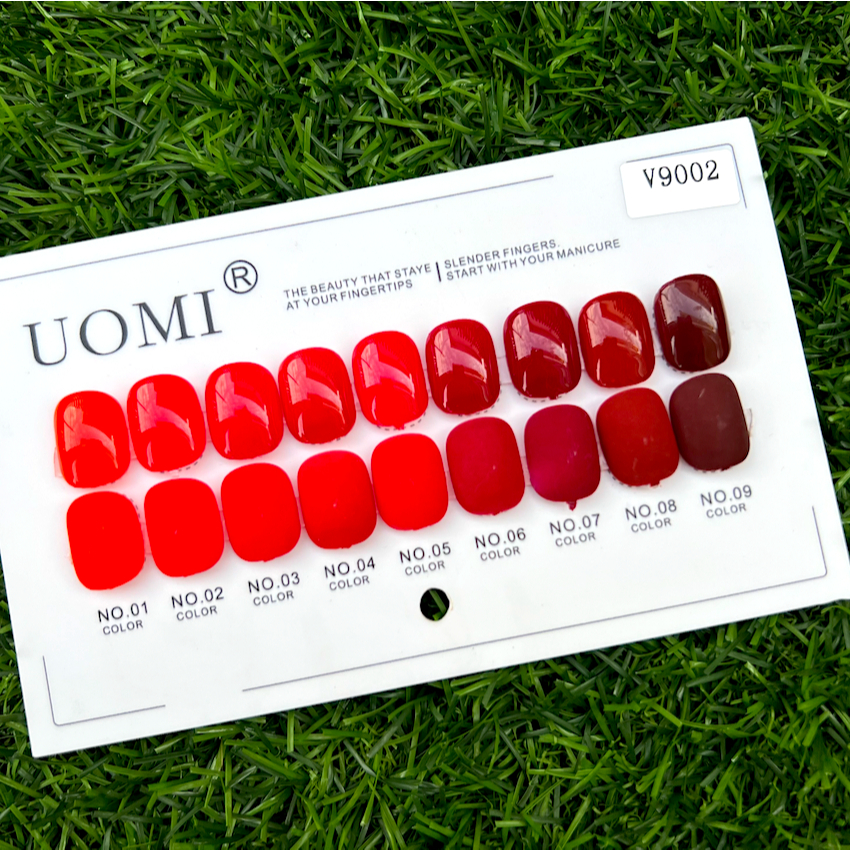 สีเจลโทนแดง UOMI ยกเซต 9 สี แถมชาร์ตสีทาสำเร็จ รุ่น9002 | Shopee Thailand