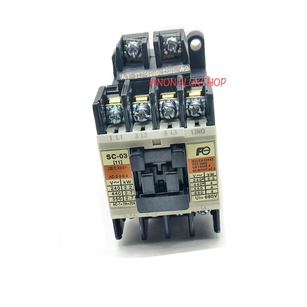 SC-03 220VAC Fuji Electric Magnetic Contactor AC220V ฟูจิ แมกเนติก คอนแทคเตอร์ AC 20A (1NO ...